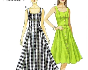 Vogue Pattern 9076, Misses' Gathered Dress With Bishop Sleeves, Sizes ...