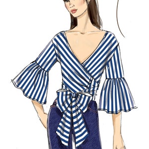 Vogue Pattern 9315, Misses' Wrap Top, Sizes: 6-8-10-12-14, UNCUT Sewing ...