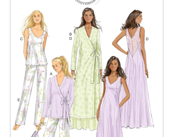 Butterick Pattern 5963, Misses' Side-tie Robe, Top, Gown, Pants and ...