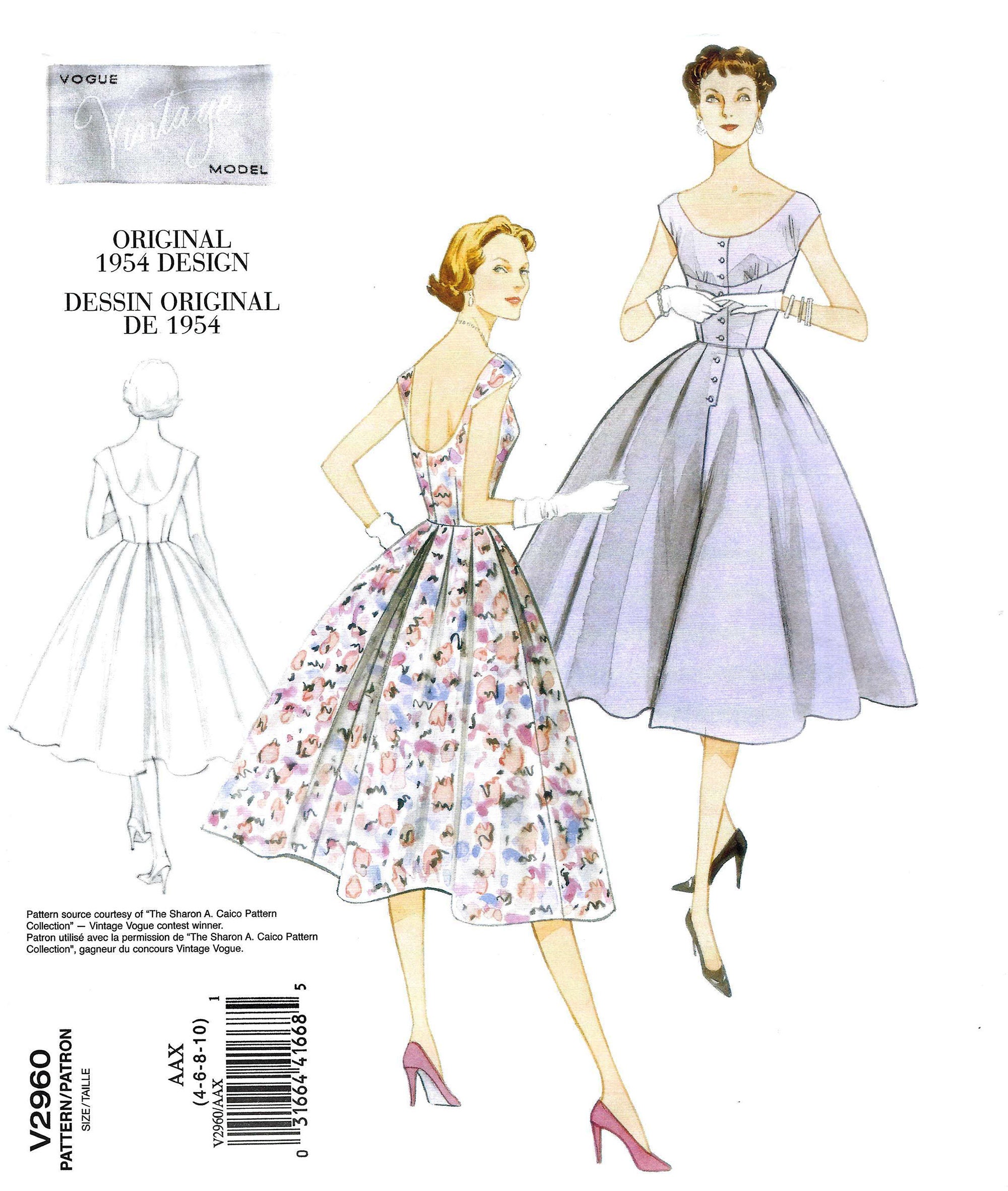 Vogue 2960, Misses’ Close-fitting, Low Neckline Dress, Size 4-10 ...