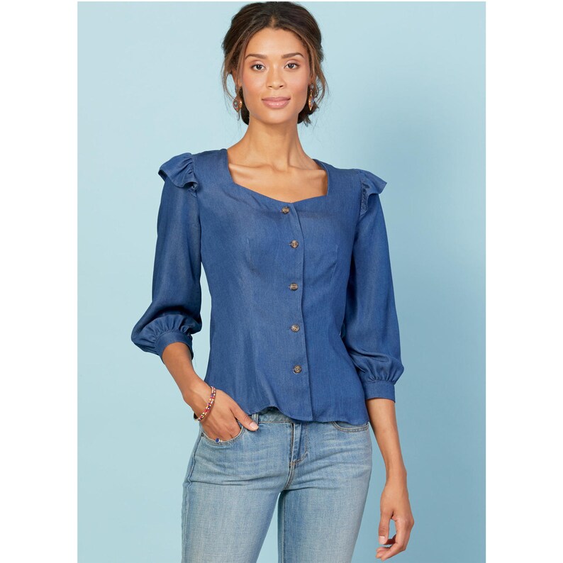 Mccall's Pattern 7900 Misses Button-front Tops With - Etsy