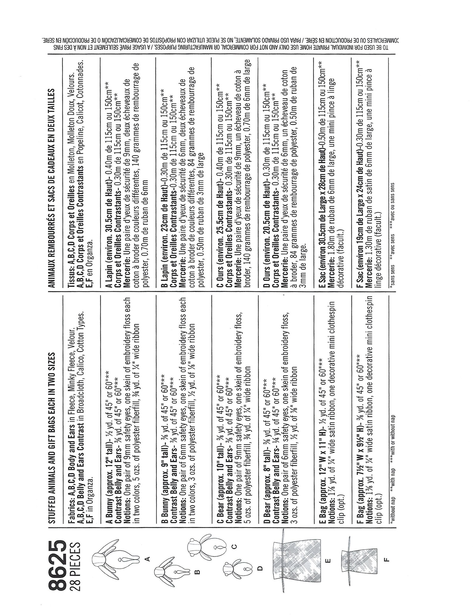 Simplicity Stuffed Animal Craft Pattern 8625, Bunny and Bears in Two ...