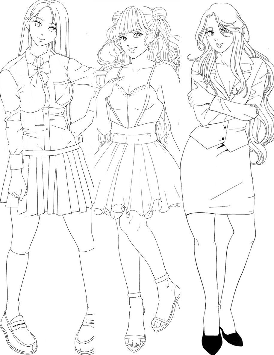 ANIME Full Body Line Work - Etsy