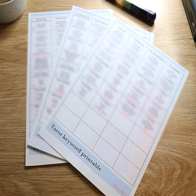 Tarot Key Words / Tarot Cheat Sheet / Tarot Meanings Printable Download ...