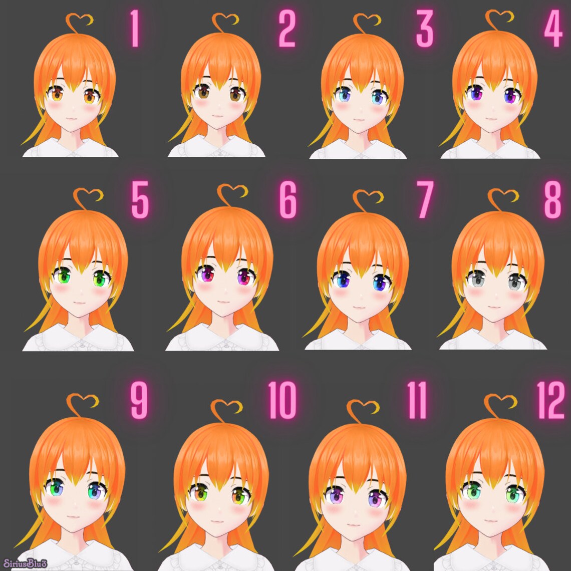 Vroid Iris Texture Set Anime Eyes With 12 Colour Variations and ...