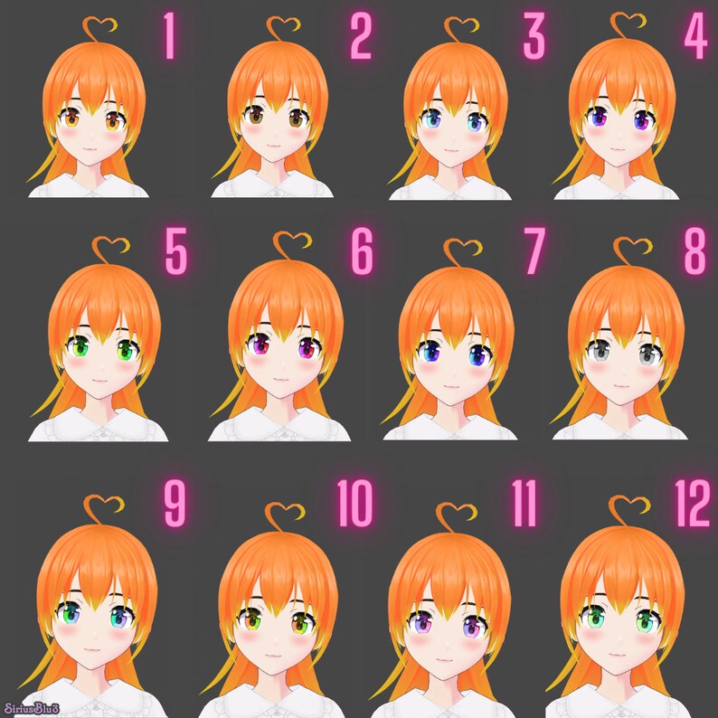 Vroid Iris Texture Set Anime Eyes With 12 Colour Variations and ...