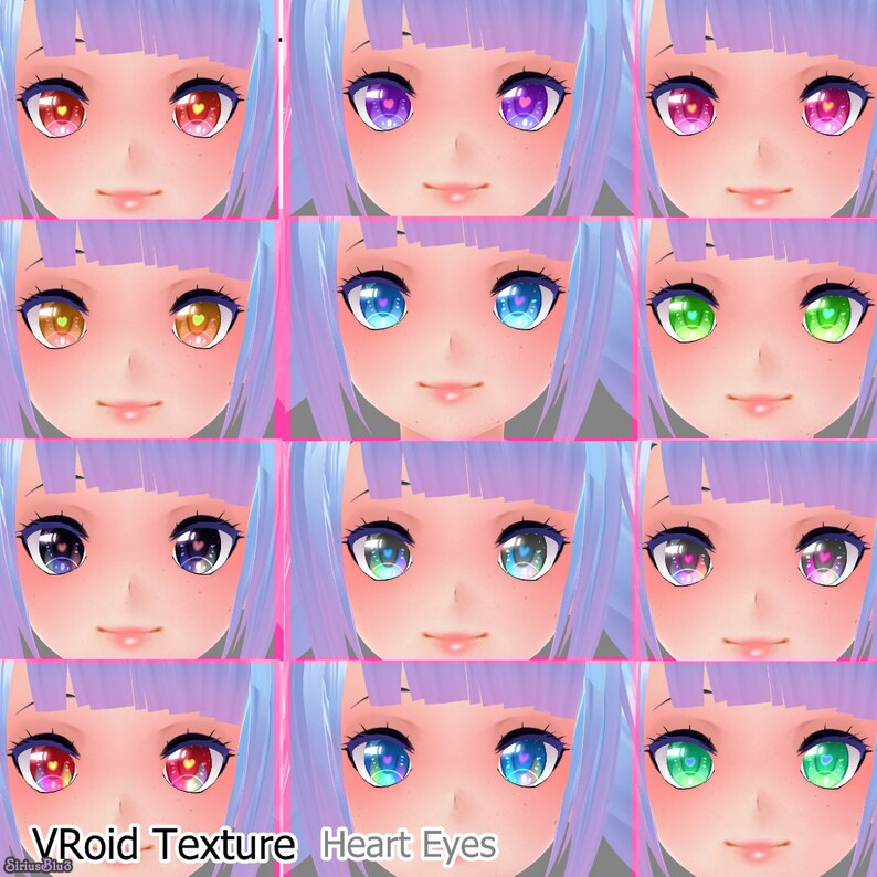 Vroid Eye Texture Set: Heart Eyes, 12 Colors - Etsy