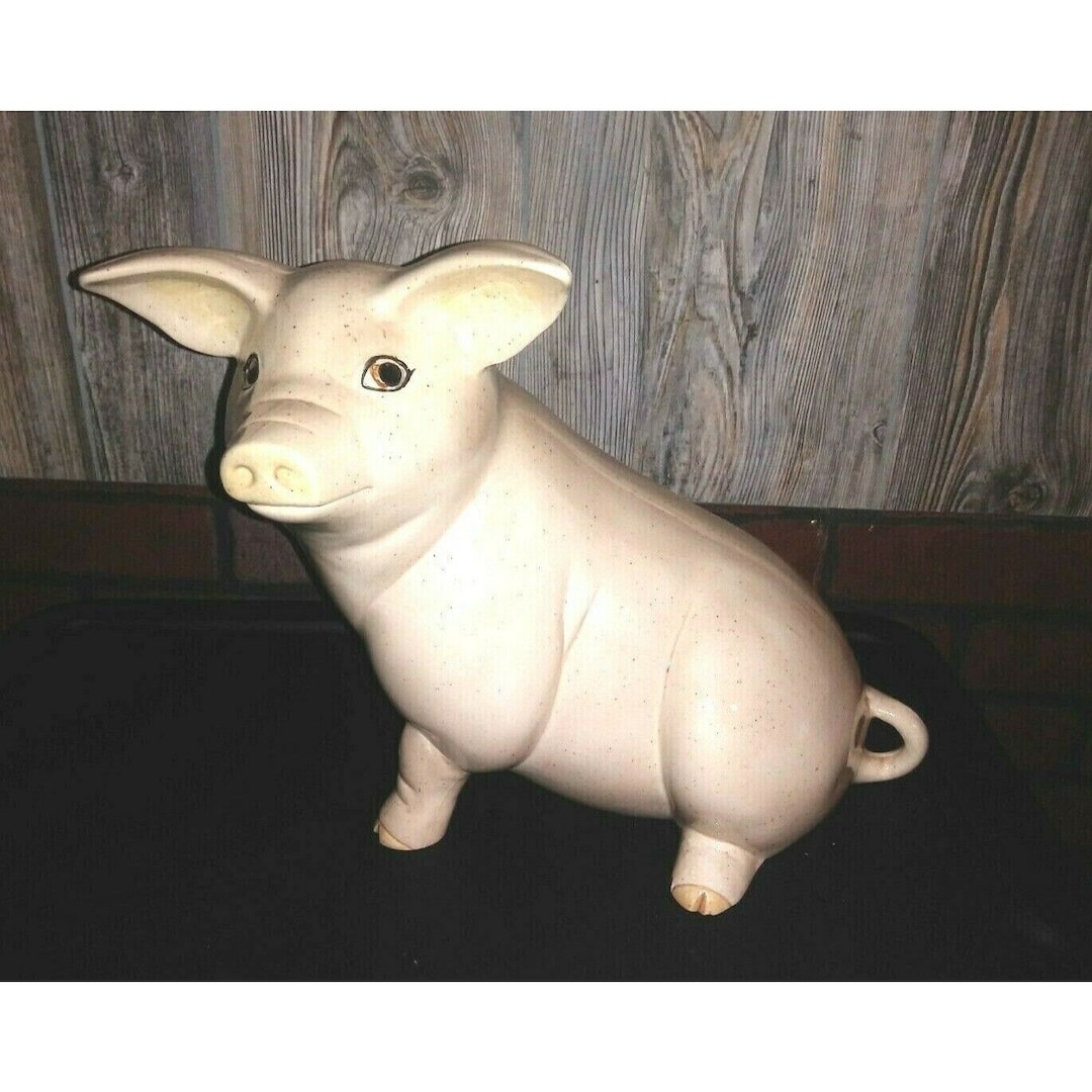 VTG Large Pot Belly Flat Nosed Pig Figurine Statue Ceramic Porcelain 14 ...