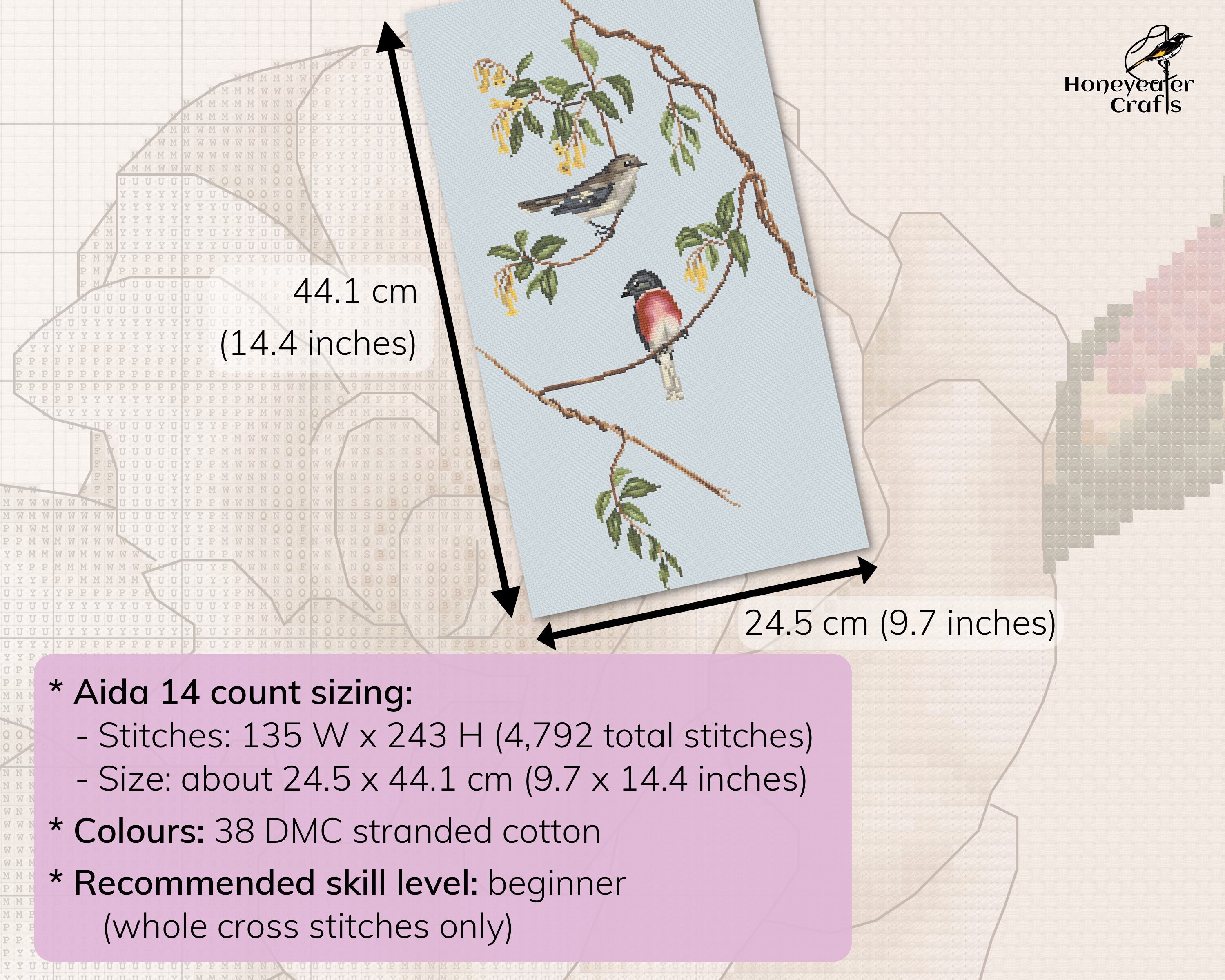 Robin Cross Stitch Pattern PDF, Bird Embroidery Design Gift, Digital ...