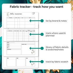 Fabric Inventory List Tracker Planner, Simple Minimalist Cross Stitches ...
