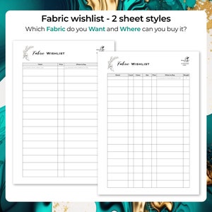 Fabric Inventory List Tracker Planner, Simple Minimalist Cross Stitches ...
