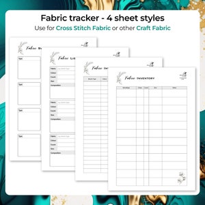 Fabric Inventory List Tracker Planner, Simple Minimalist Cross Stitches ...