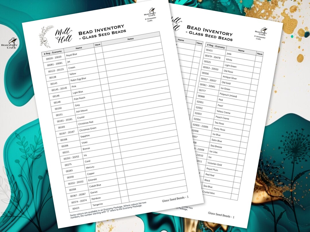 Mill Hill Beads Inventory Tracker Planner, Minimalist Design Printable ...