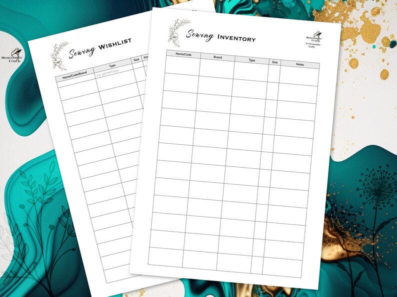 Sewing Pattern Inventory Tracker Planner, Minimalist Design Printable ...