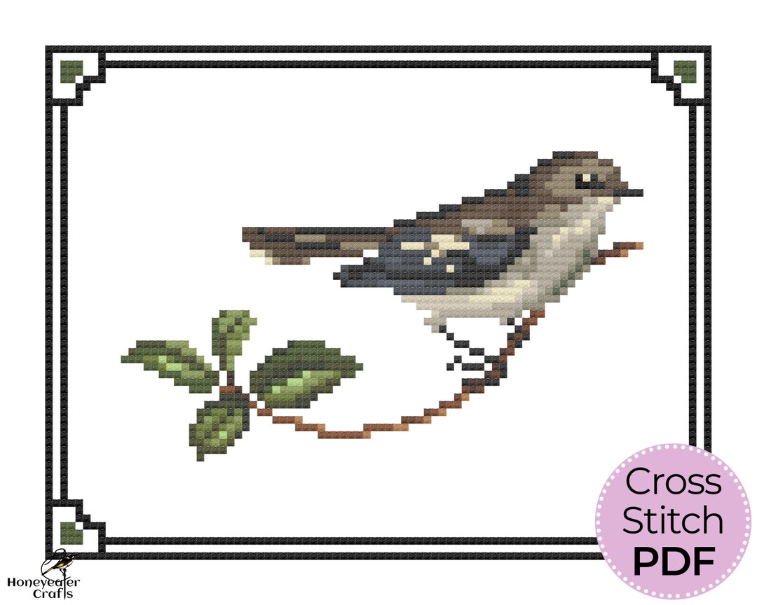 Mini Cross Stitch Pattern PDF, Small Bird Embroidery Chart, Rose Robin ...
