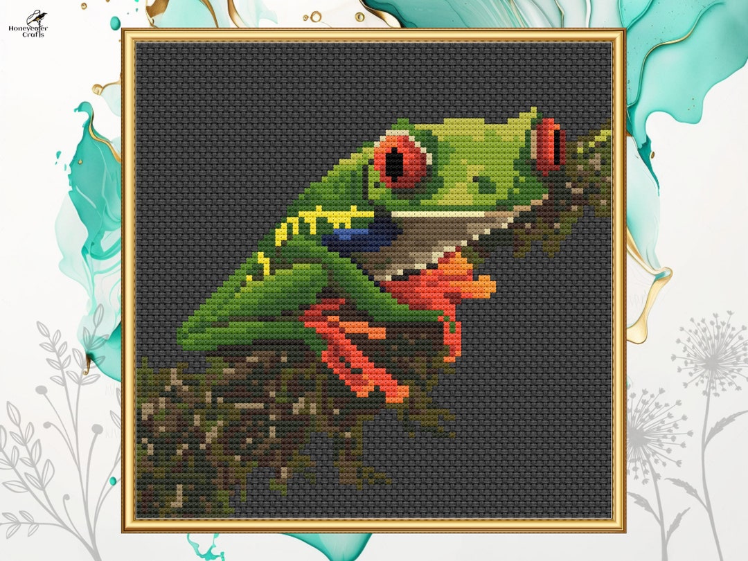 Red-eyed Tree Frog Cross Stitch Pattern, Reptile Animal Nature ...