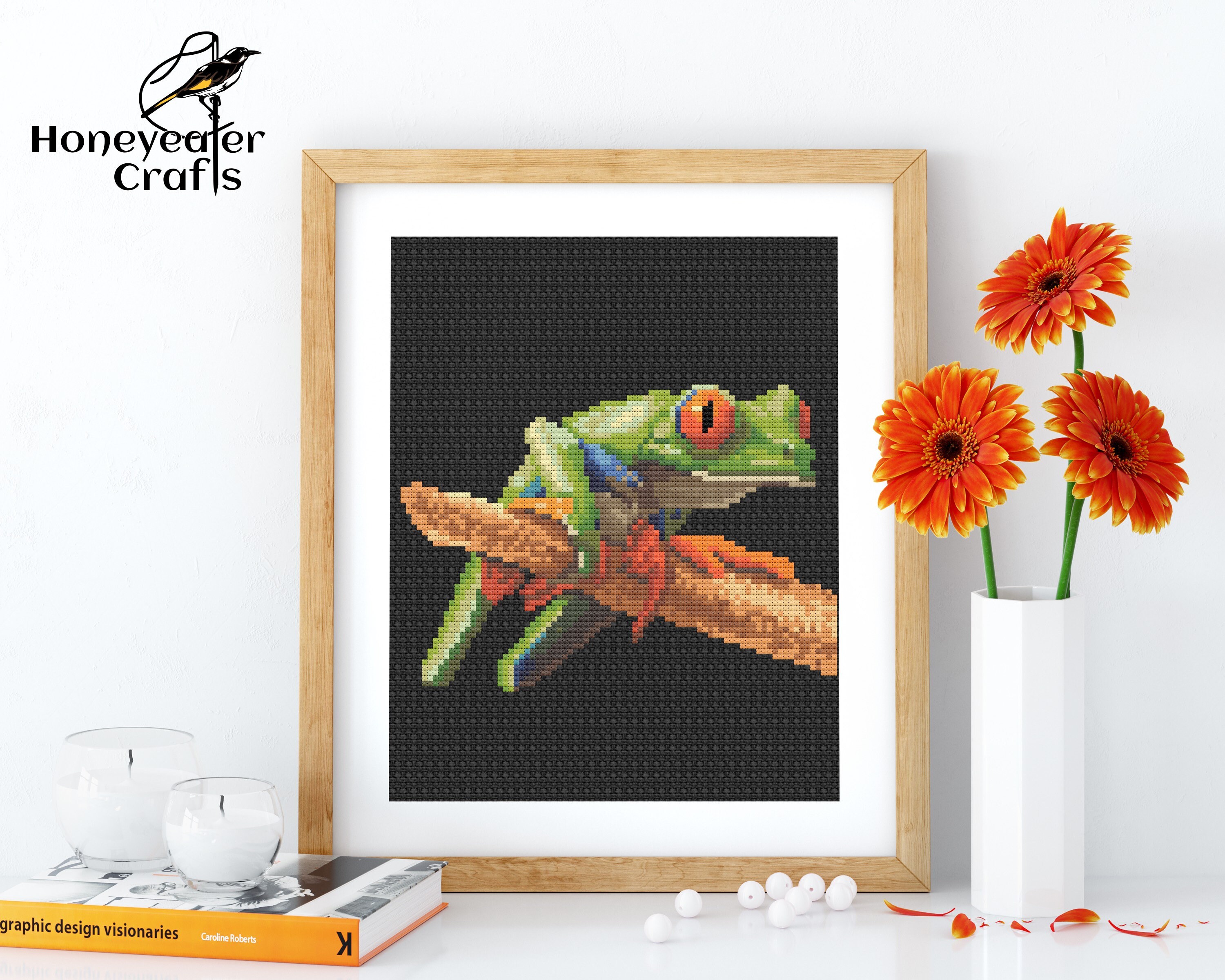 Frog Cross Stitch Pattern Modern Cross Stitch Frogs Animal - Etsy