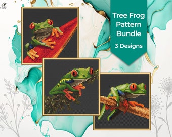 Tree Frog Embroidery Design Pattern. Red Eyed Rain Forest Frog - Etsy