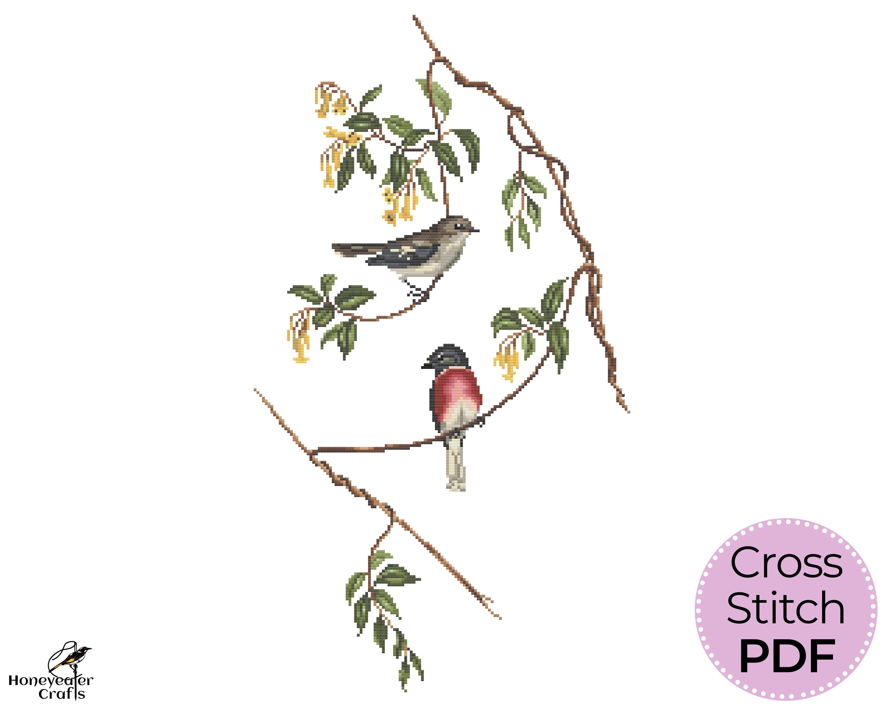 Robin Cross Stitch Pattern PDF, Bird Embroidery Design Gift, Digital ...
