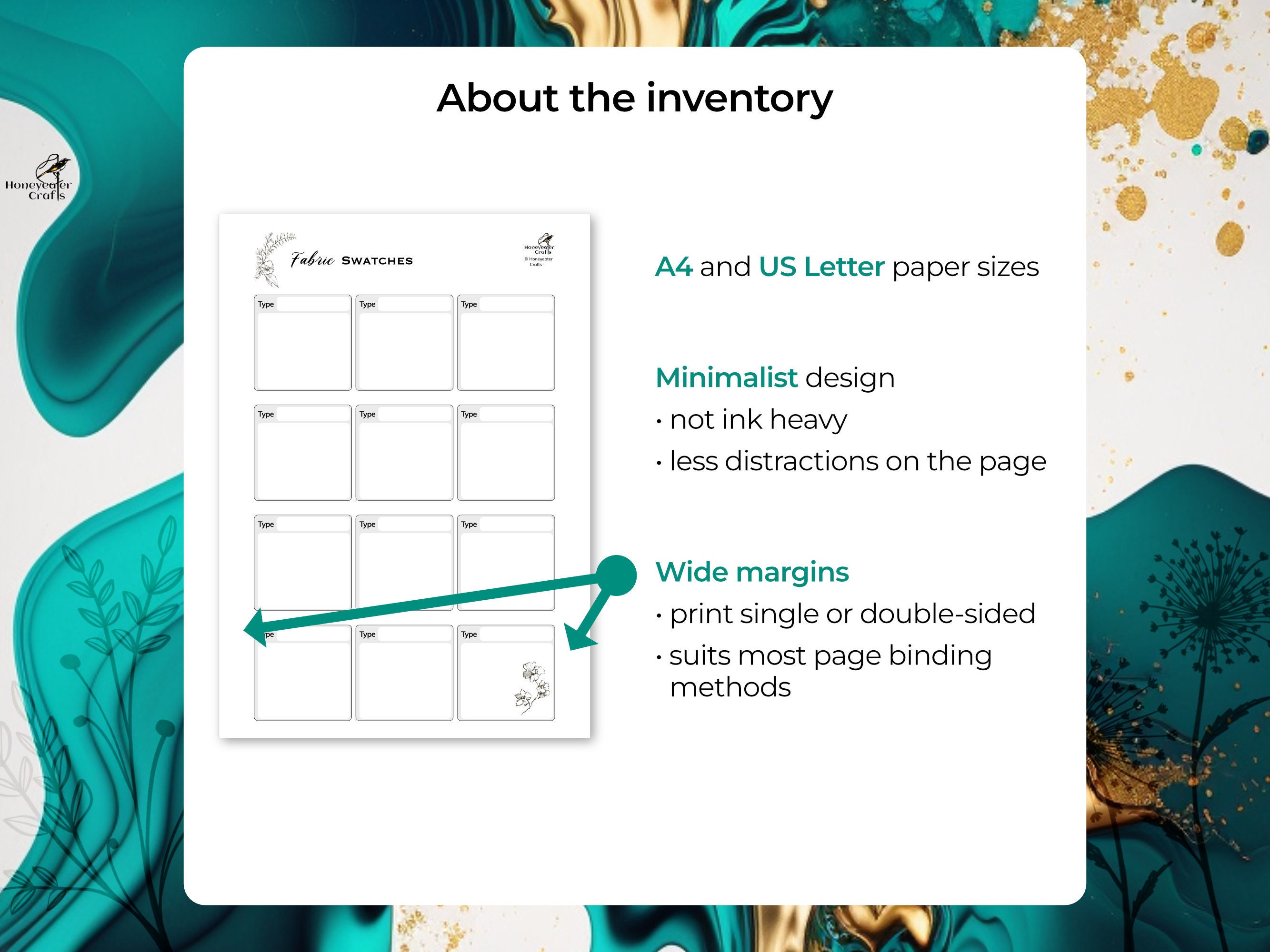 Fabric Inventory List Tracker Planner, Simple Minimalist Cross Stitches ...