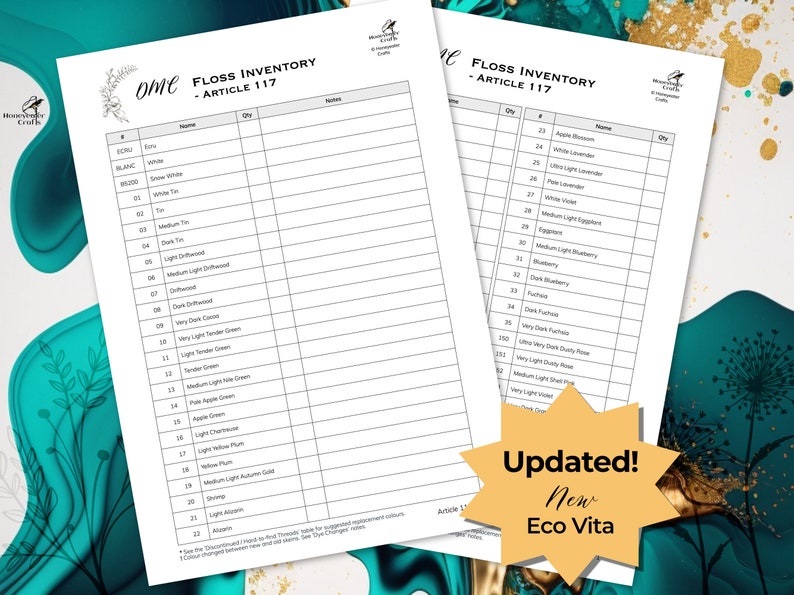 DMC Inventory Tracker, Minimalist Cross Stitch Embroidery Floss ...