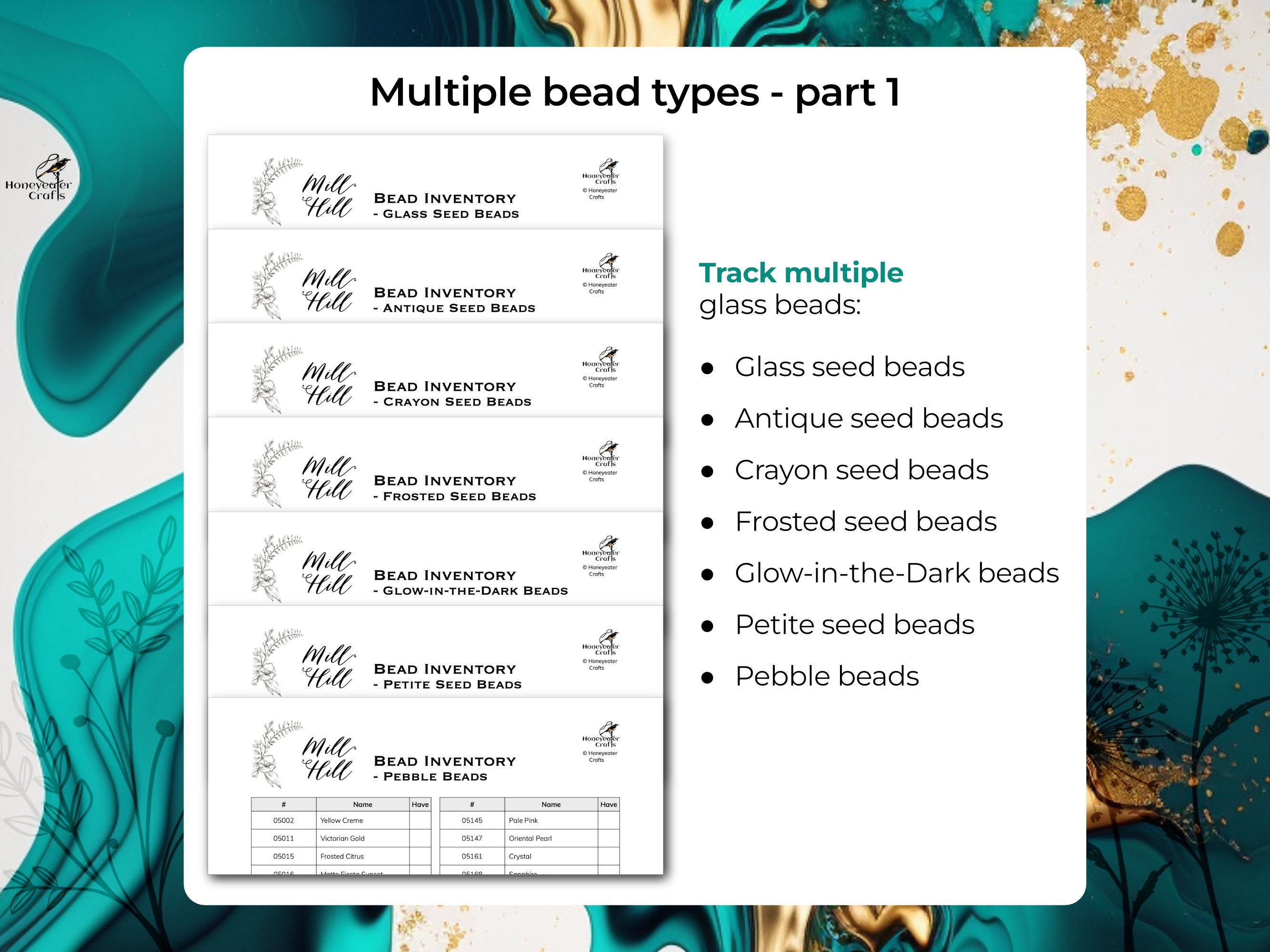 Mill Hill Beads Inventory Tracker Planner, Minimalist Design Printable ...