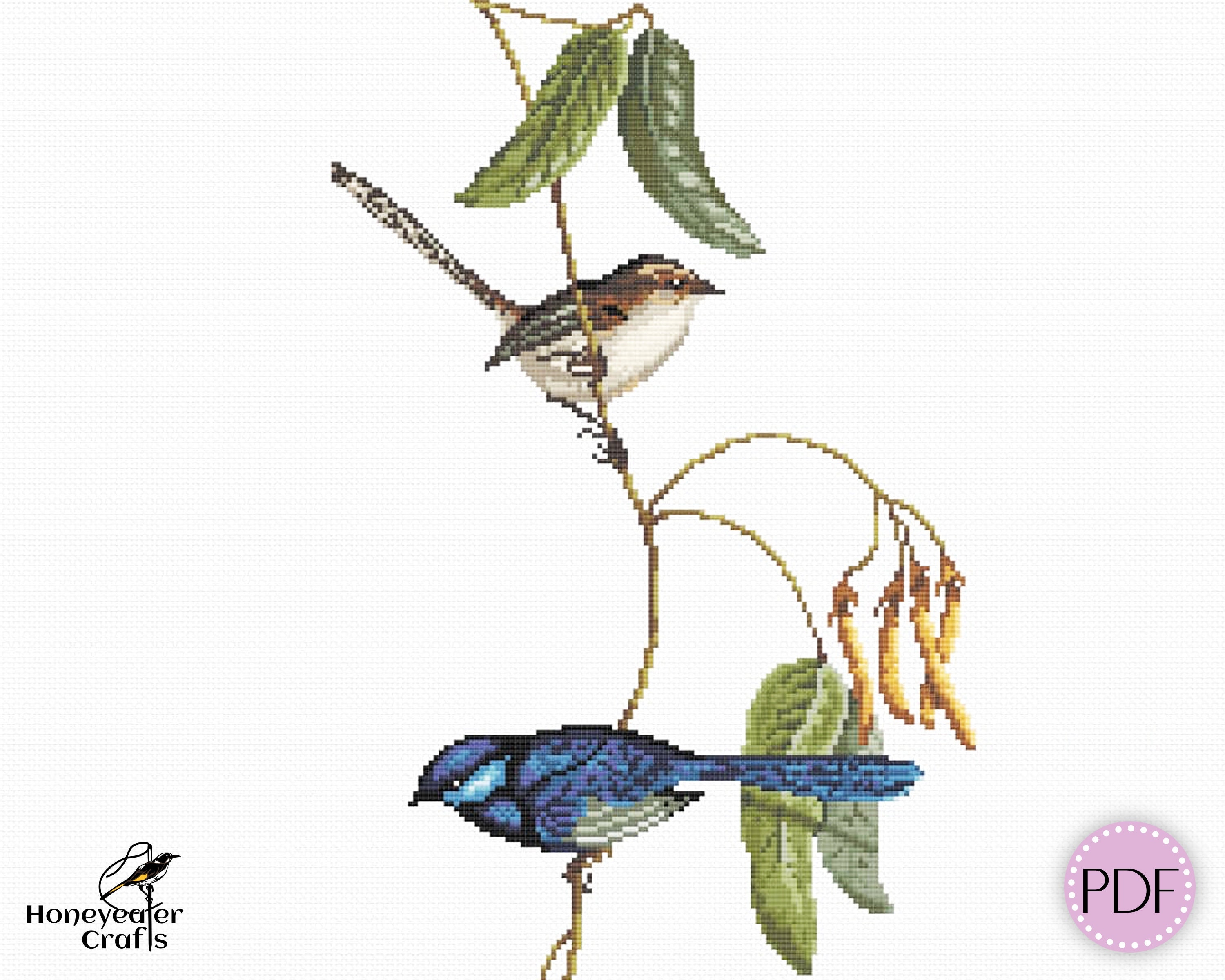 Banded Wrens Bird Cross Stitch Pattern Splendid Fairywren - Etsy Australia