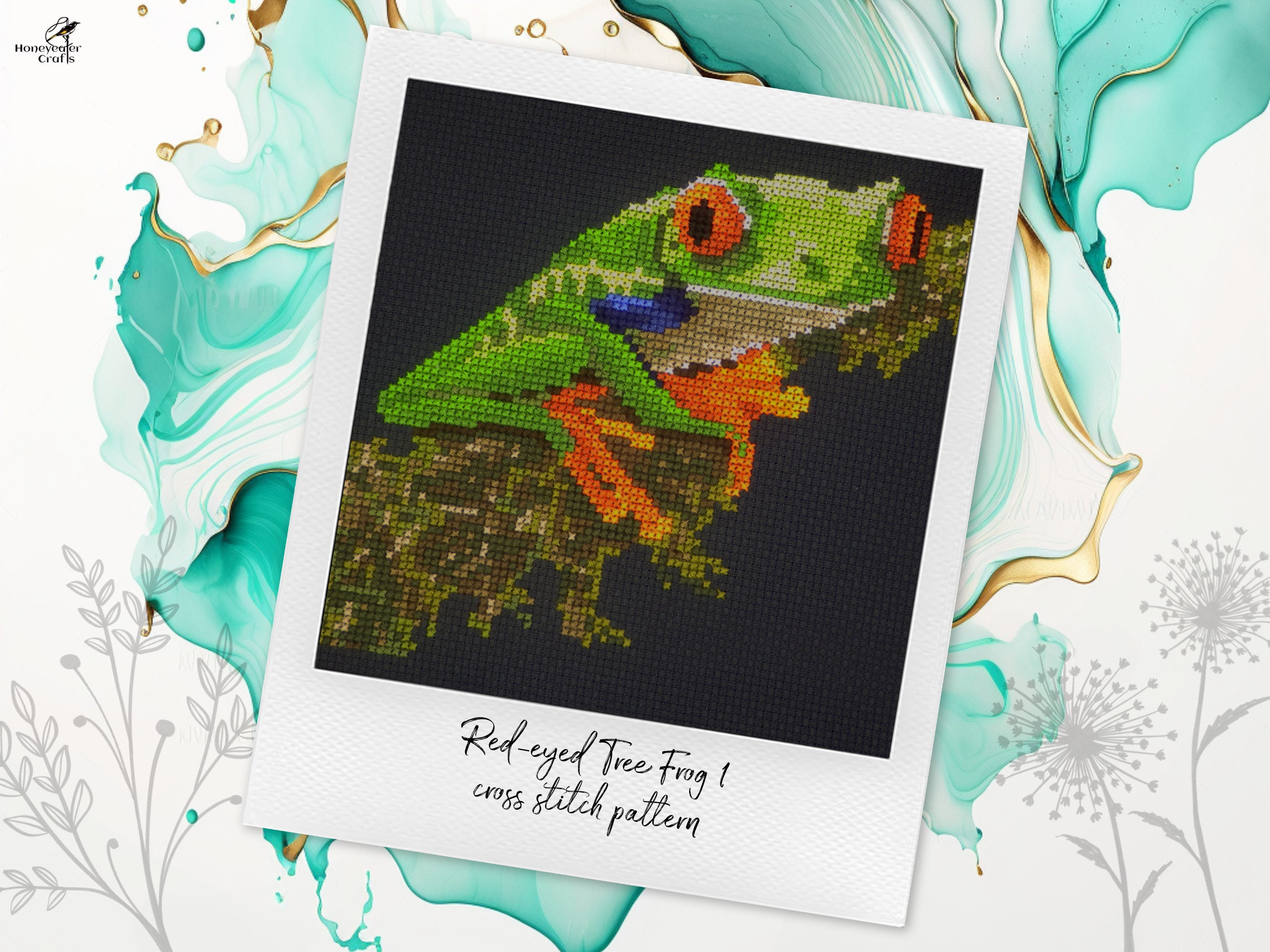 Red-eyed Tree Frog Cross Stitch Pattern, Reptile Animal Nature ...