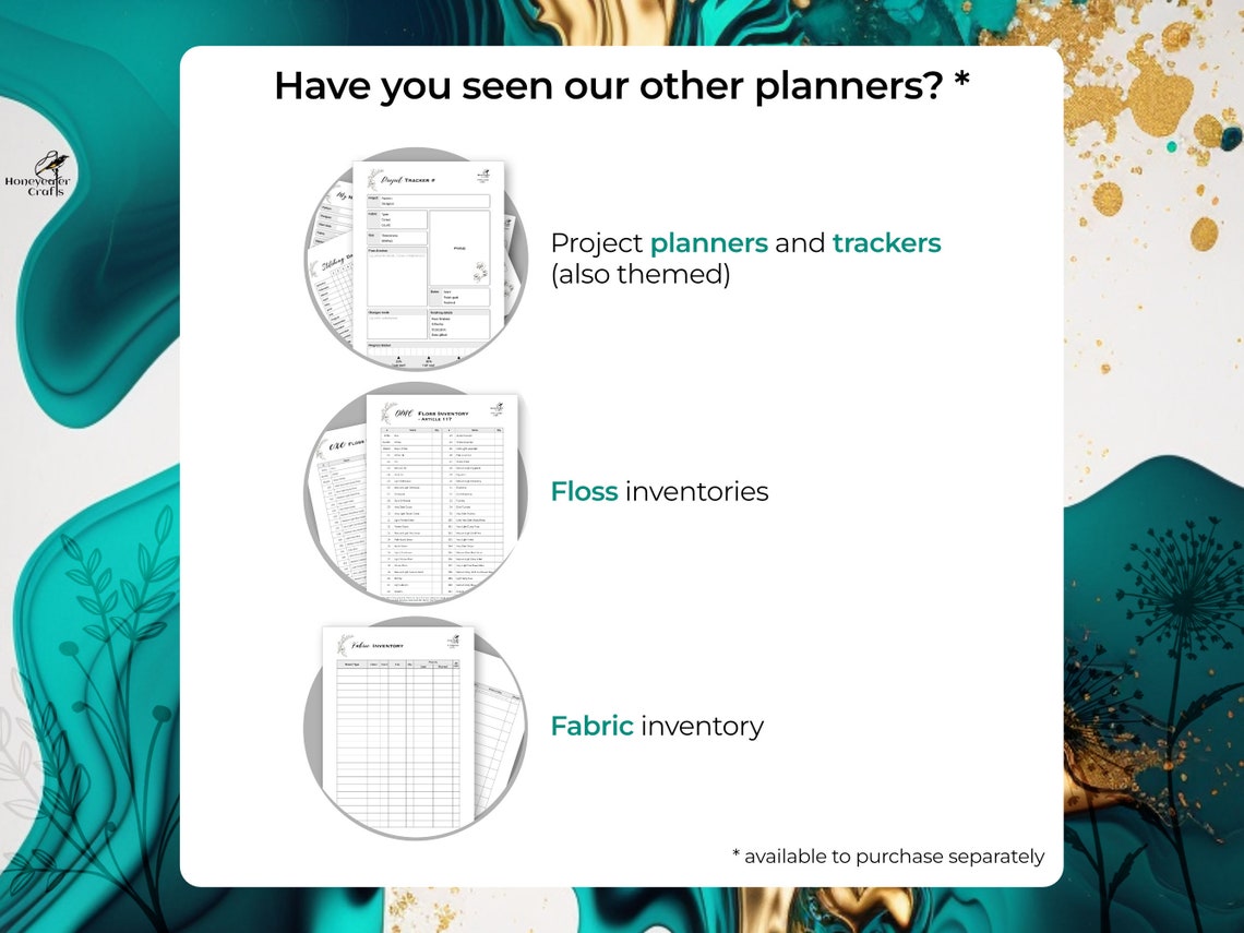 Fabric Inventory List Tracker Planner, Simple Minimalist Cross Stitches ...