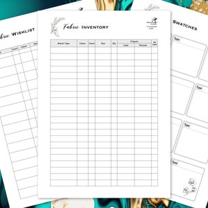 Fabric Inventory List Tracker Planner, Simple Minimalist Cross Stitches ...