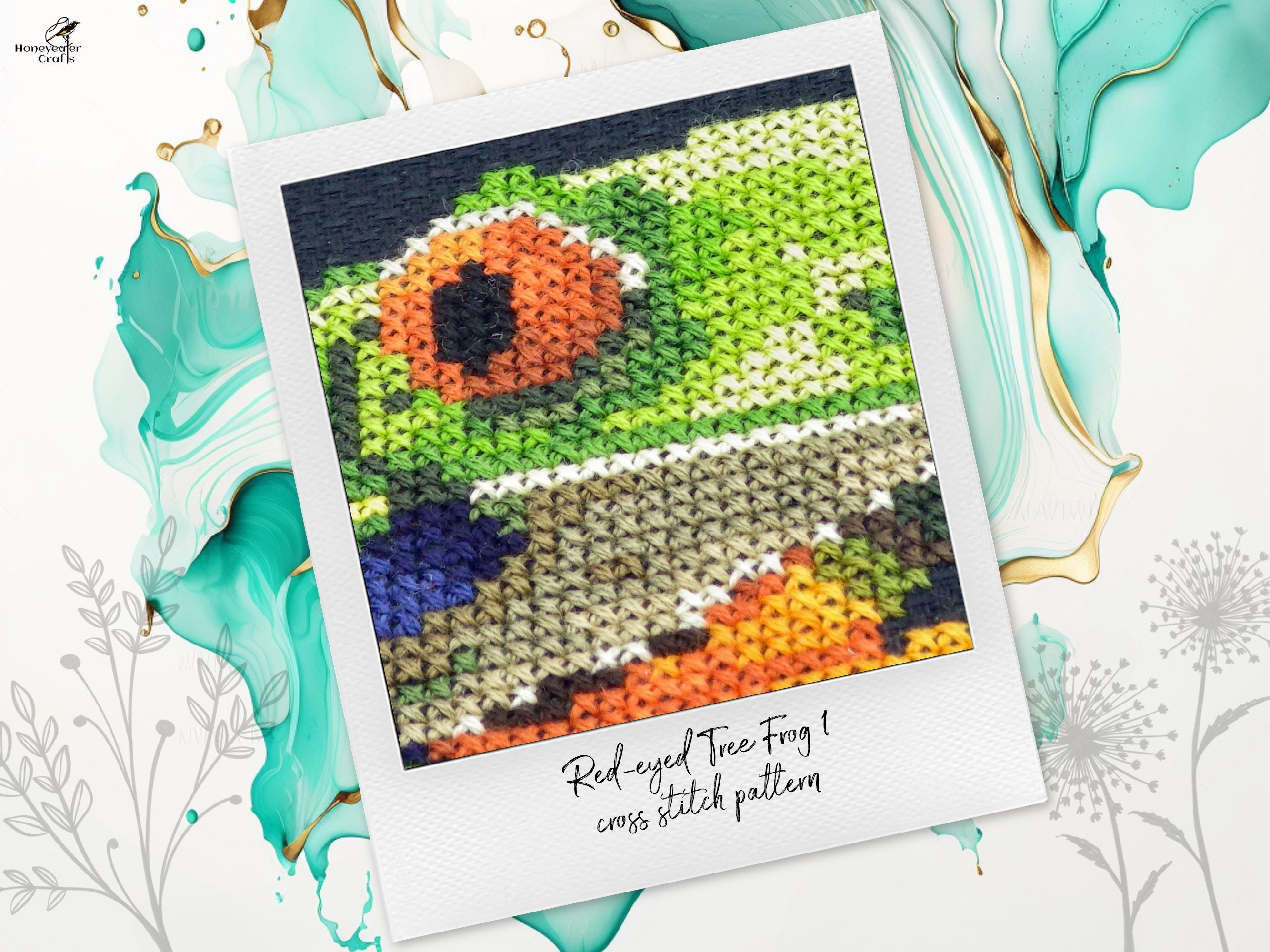 Red-eyed Tree Frog Cross Stitch Pattern, Reptile Animal Nature ...