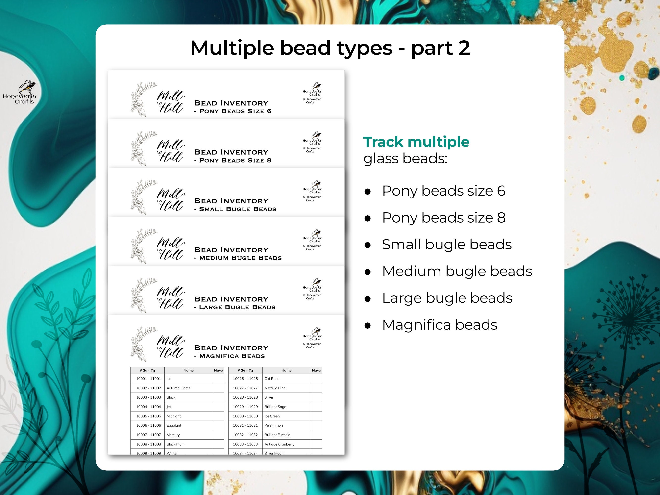 Mill Hill Beads Inventory Tracker Planner, Minimalist Design Printable ...