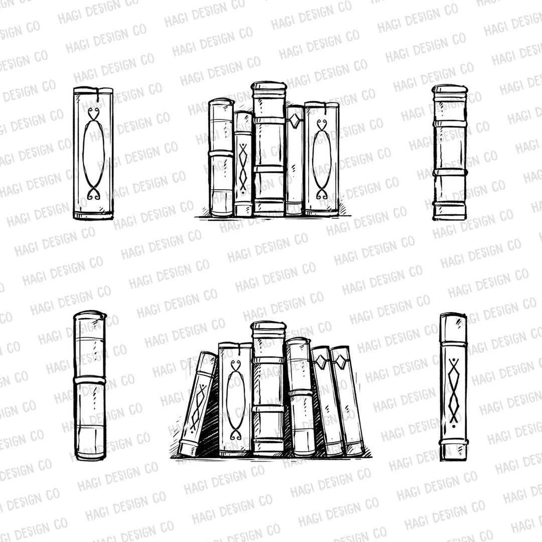 Standing Books Outlines, Sketch Book Download, Bookshelf Drawing ...
