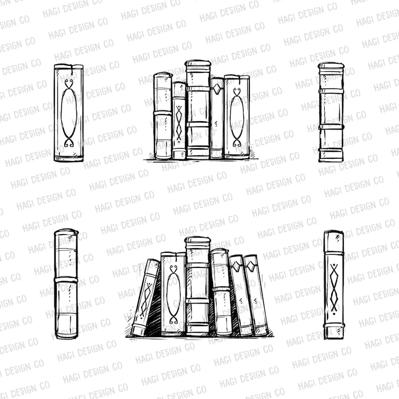 Standing Books Outlines, Sketch Book Download, Bookshelf Drawing ...