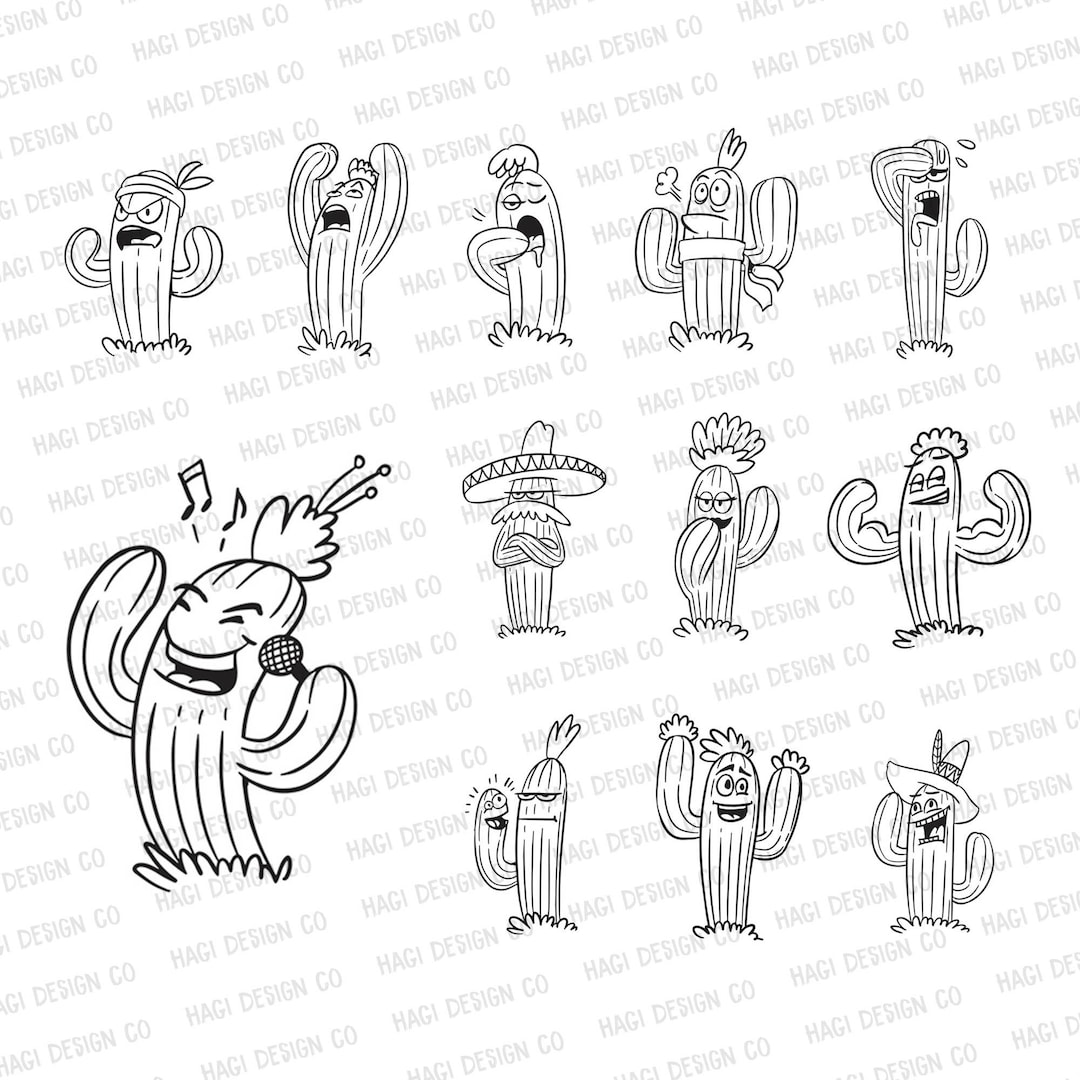 Cactus Outlines, Prickly Pear Cliparts, Mascot Designs, Plant Coloring ...