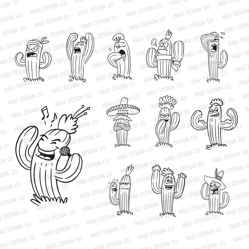 Cactus Outlines, Prickly Pear Cliparts, Mascot Designs, Plant Coloring ...