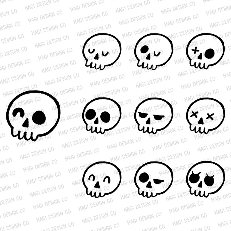Skull Outlines, Black and White, Cute Cartoon Clip At, Halloween ...