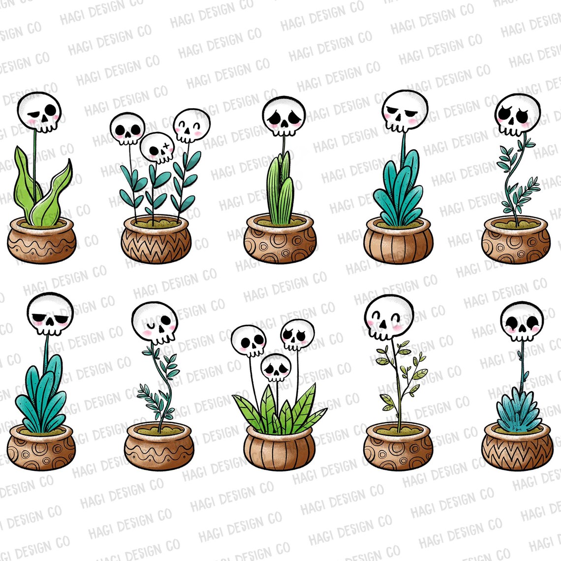 Skull Plant Cliparts, Halloween Graphics, Cute Cartoon Spooky Clip Art ...