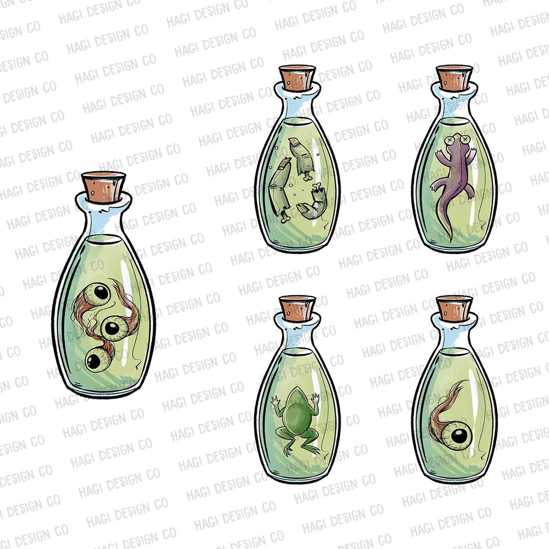 Halloween Magic Potion Bottles Clipart, Witches Potions, Laboratory ...
