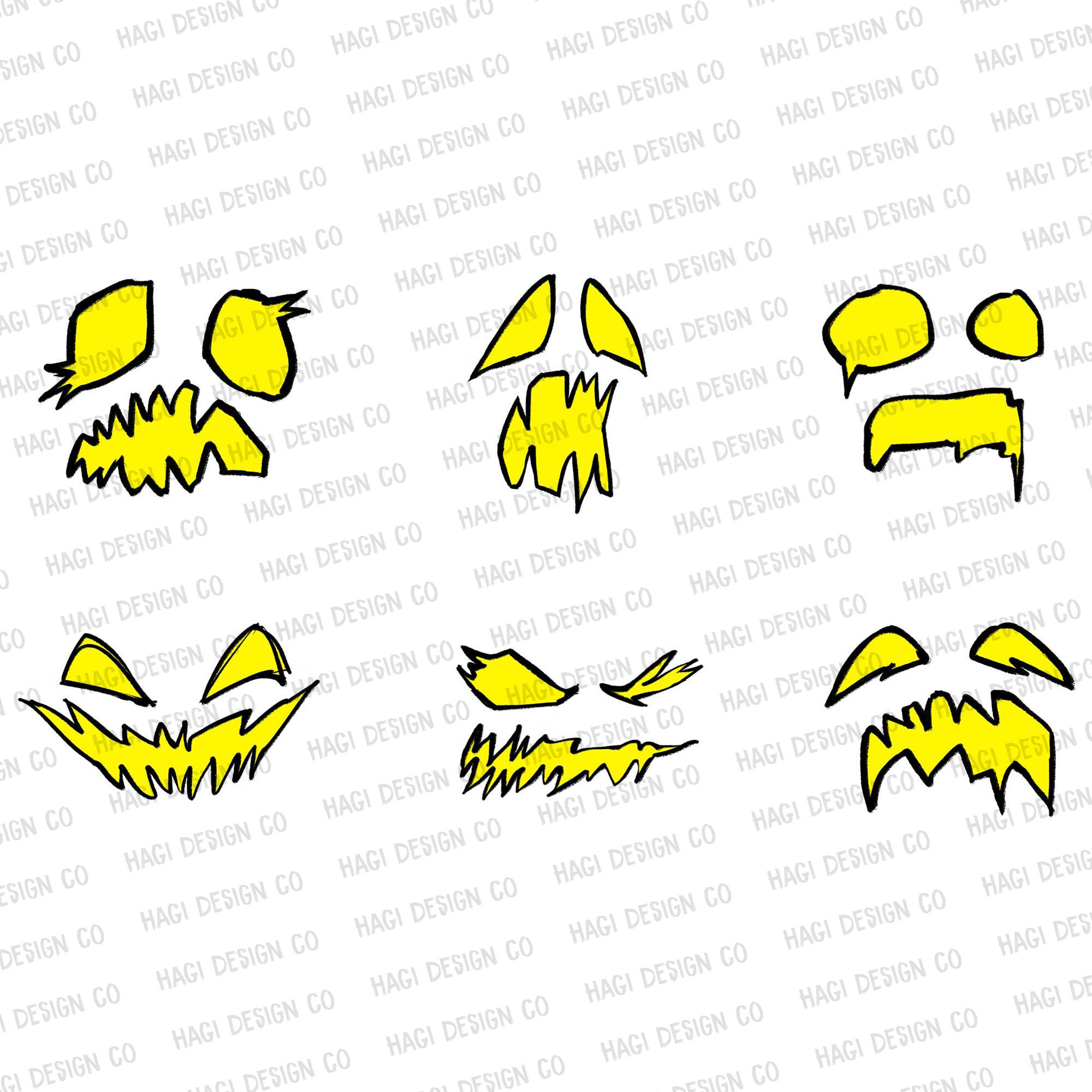 Yellow Evil Face Clipart, Pumpkin Face Outline, Halloween Drawing ...