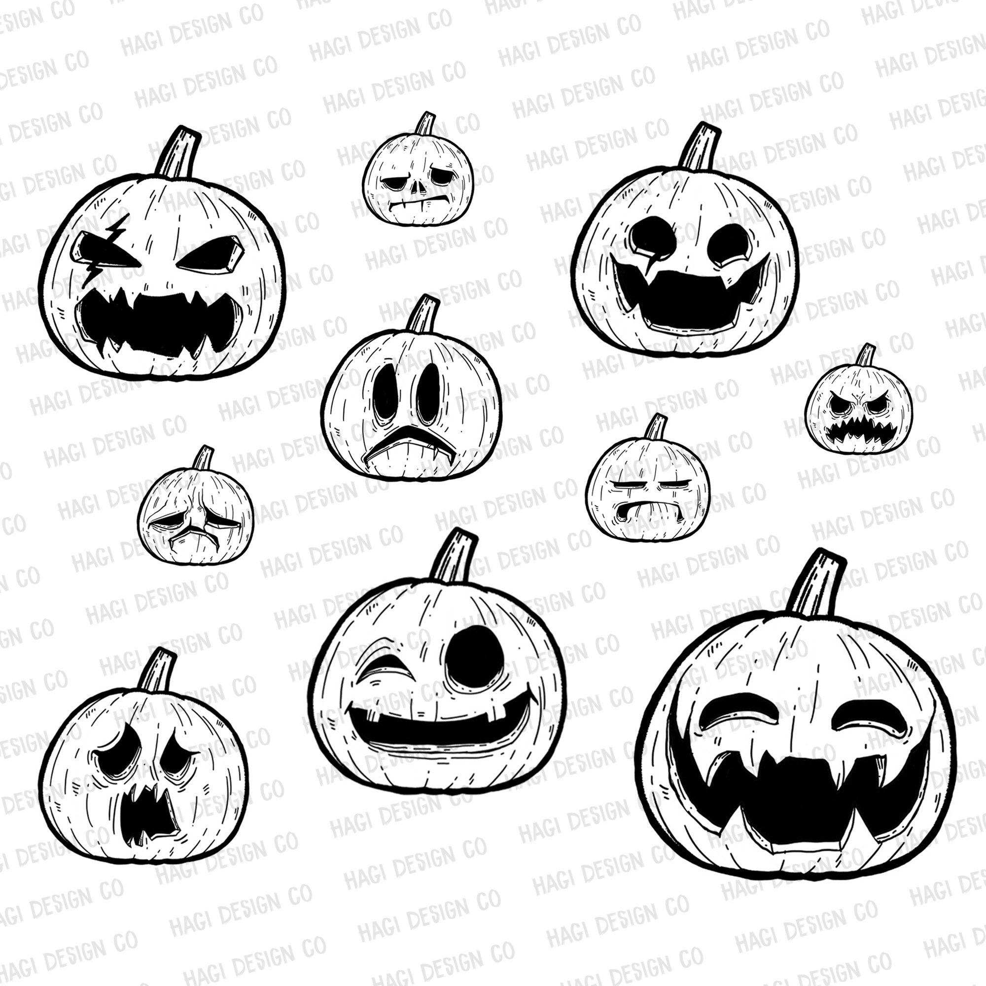 Jack O Lantern Faces Black And White
