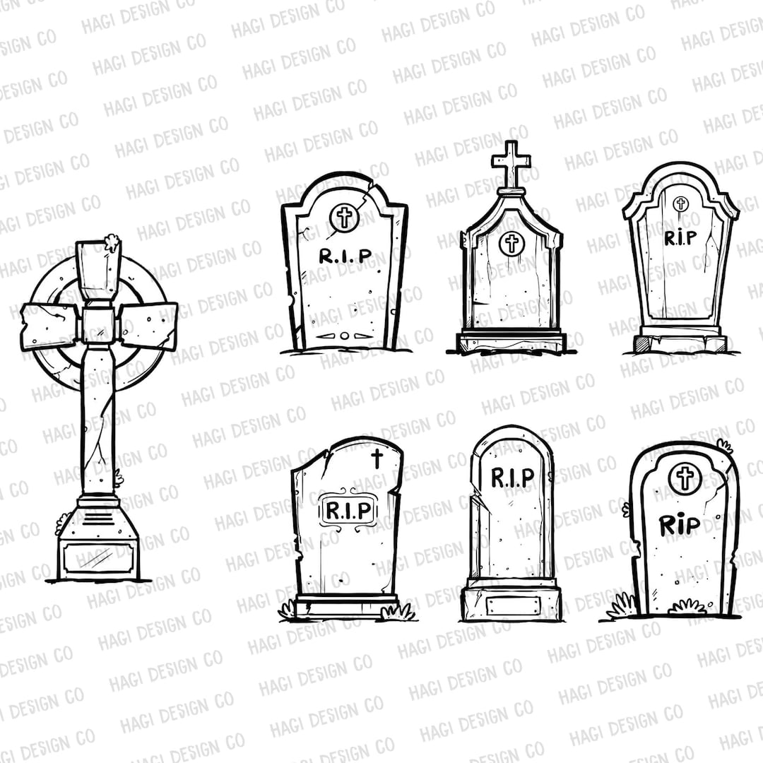 Sketch Tombstone Outlines, Halloween Cliparts, Grave, Cemetery, Tomb ...