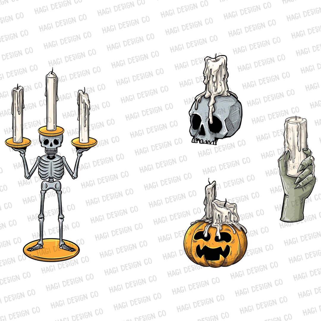 Halloween Candle Cliparts, Skull Candles PNG, Zombie Hand Candle ...