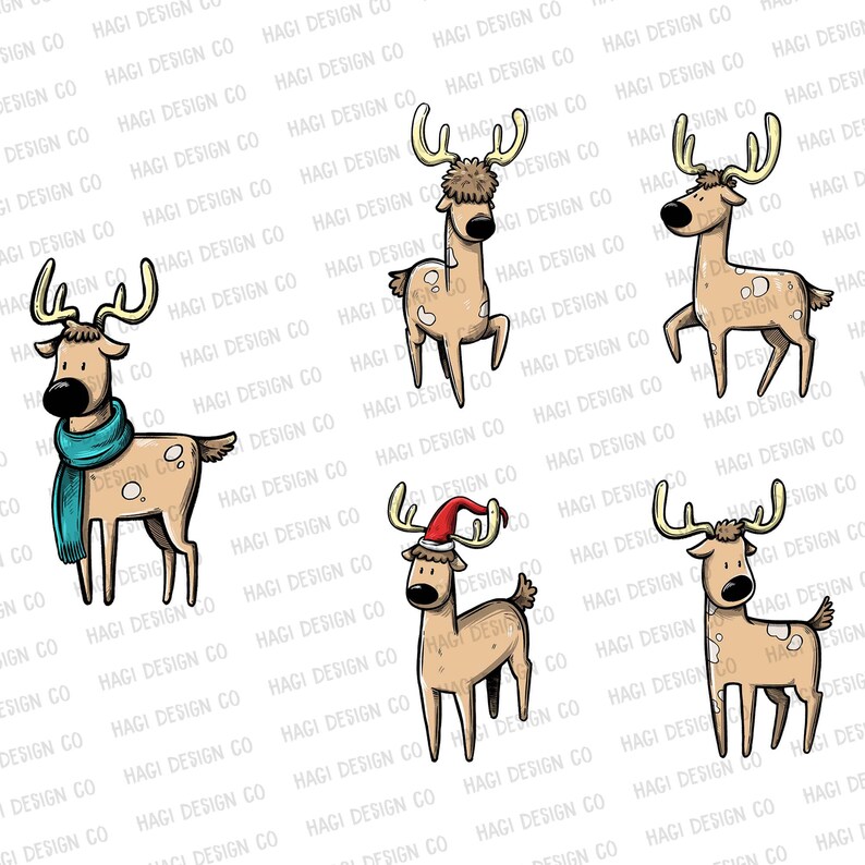 Reindeers Clipart, Cute Cartoon Deer Clip Art, Christmas Graphics ...