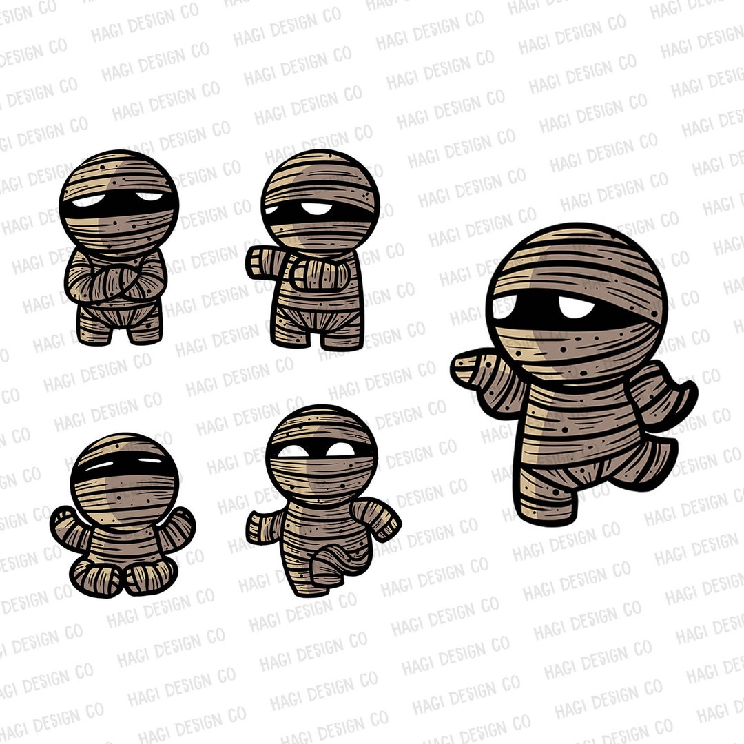 Mummy Cliparts, Halloween Character PNG Files, Cute Cartoon Spooky Clip ...