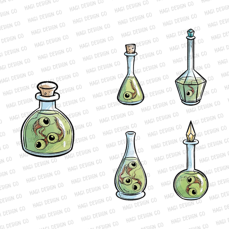Halloween Magic Potion Bottles Clipart, Eyeballs in Bottles PNG ...