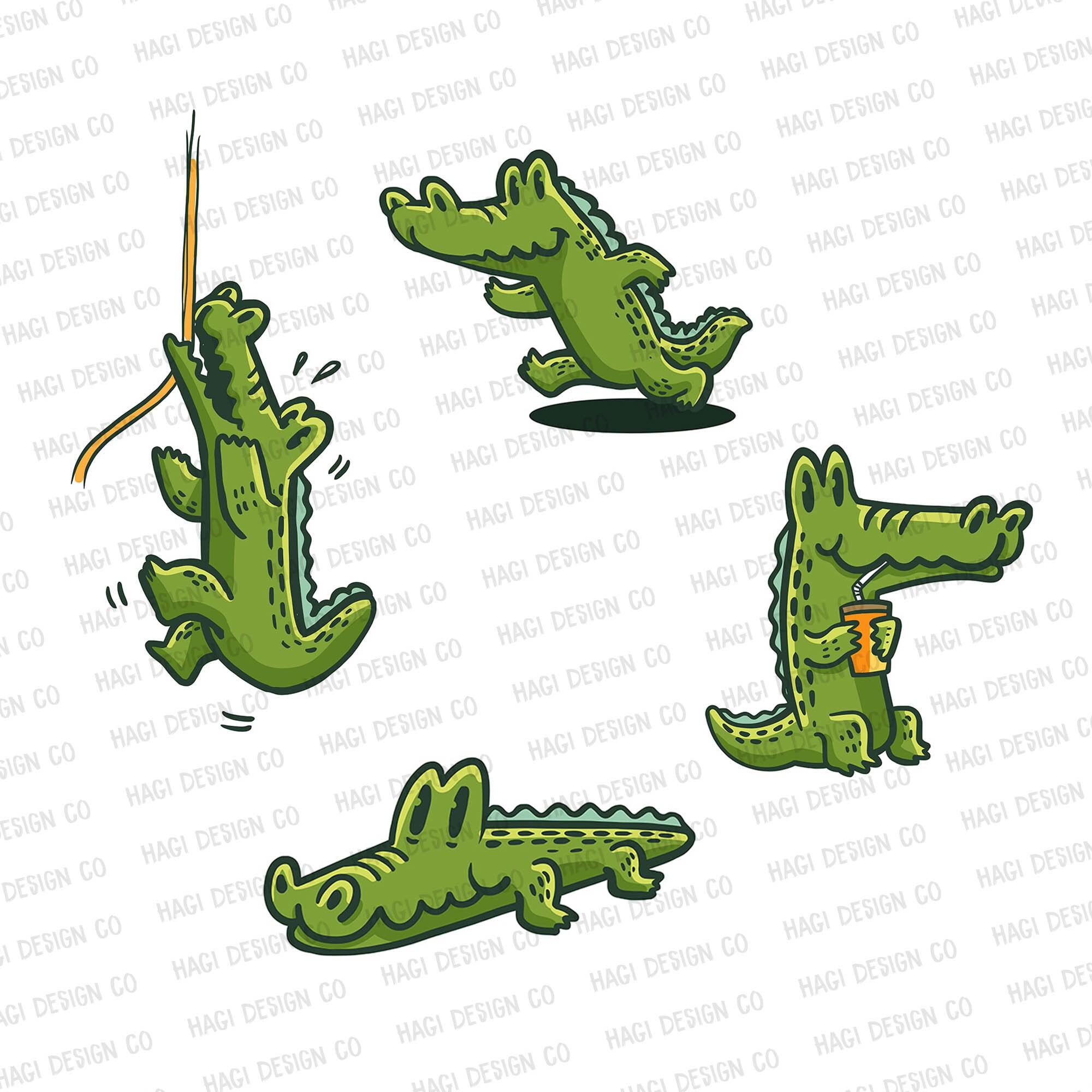 Alligator Crocodile Cliparts, Croc PNG Files, Digital Animal Prints ...