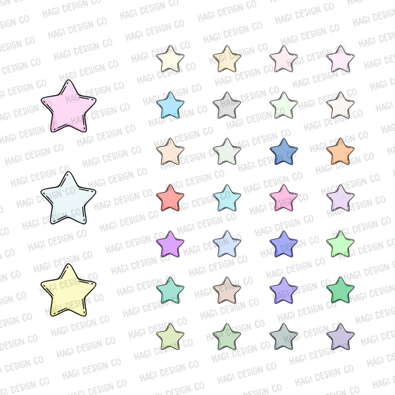 Stars Clipart, Cute Cartoon Kawaii Doodle Clip Art, Star Graphics ...
