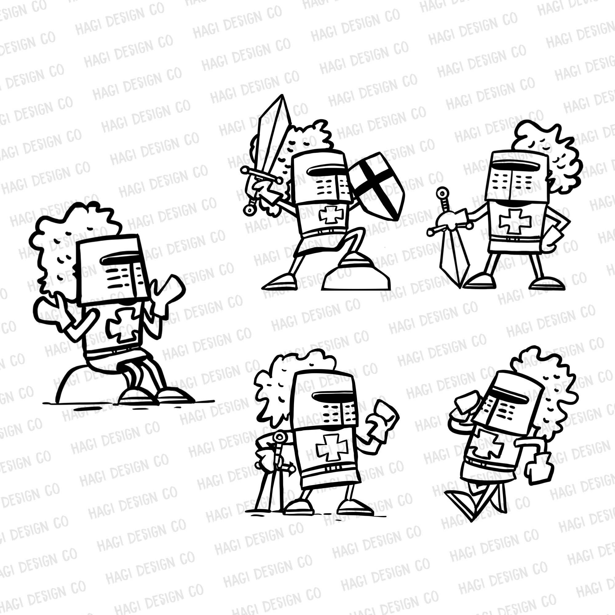 Knight Outlines, Soldier PNG Files, Graphic Arts for Boys, Crusader ...