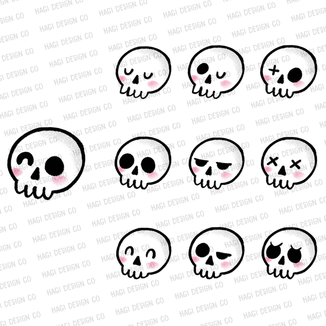 Skull Cliparts, Funny Cute Cartoon Skeleton Head Graphics, Halloween ...